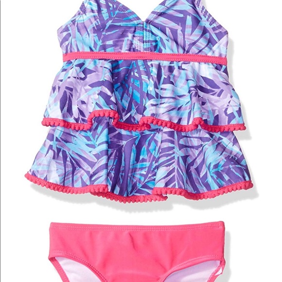 Jantzen | Swim | Jantzen Girls Two Piece Tropicana Pompom Tankini ...